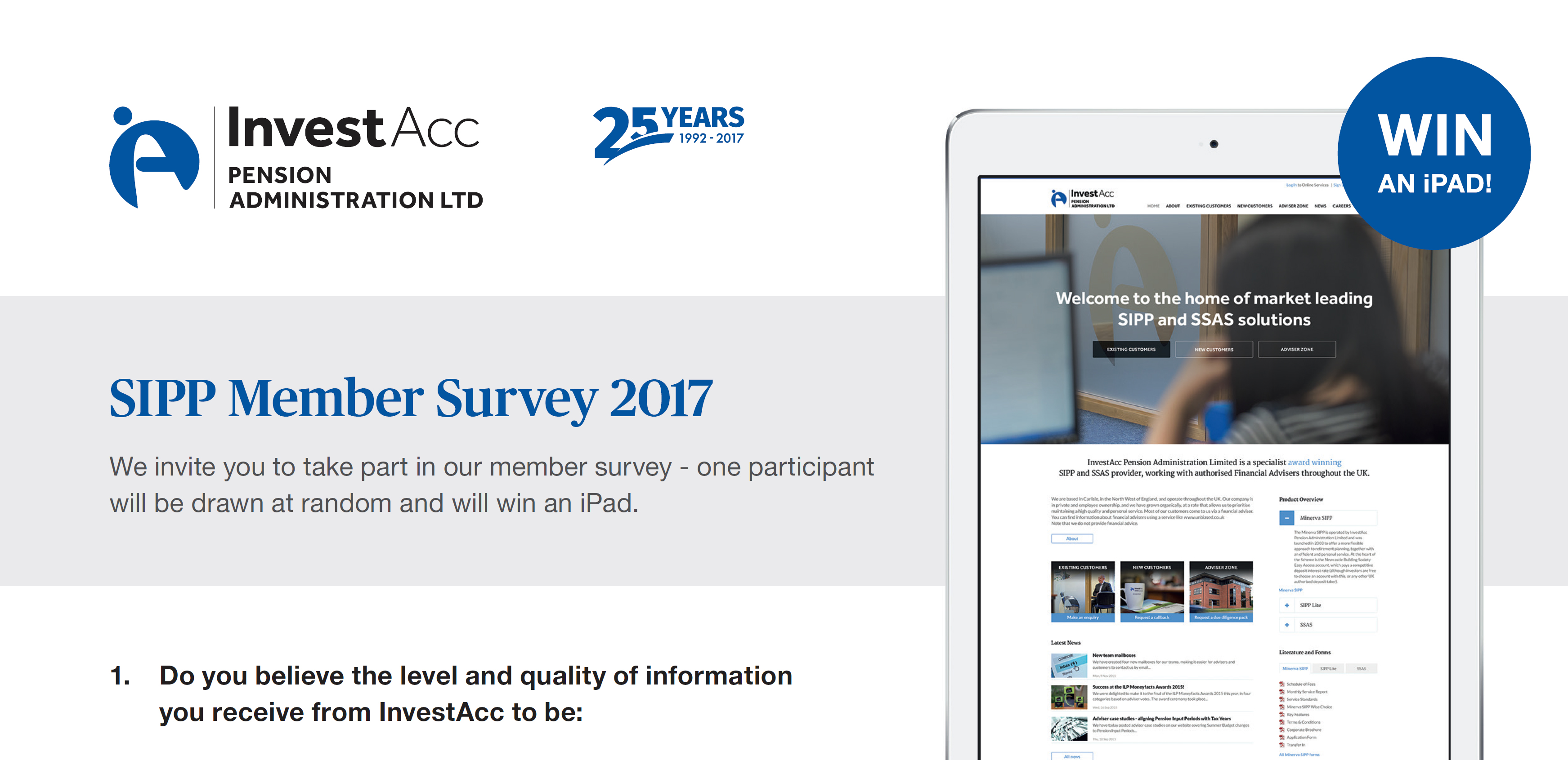 SIPP Member Survey 2017 - win an iPad | InvestAcc Pension ...